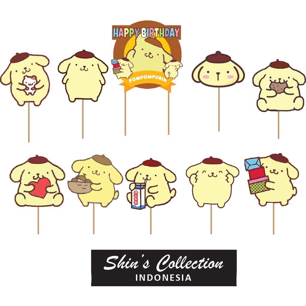 Jual Cake topper Pompompurin set isi 10 pcs | Shopee Indonesia