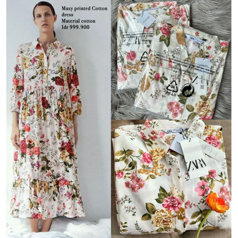 Jual Zara Floral Print Shirt Dress / Dress Zara | Shopee Indonesia