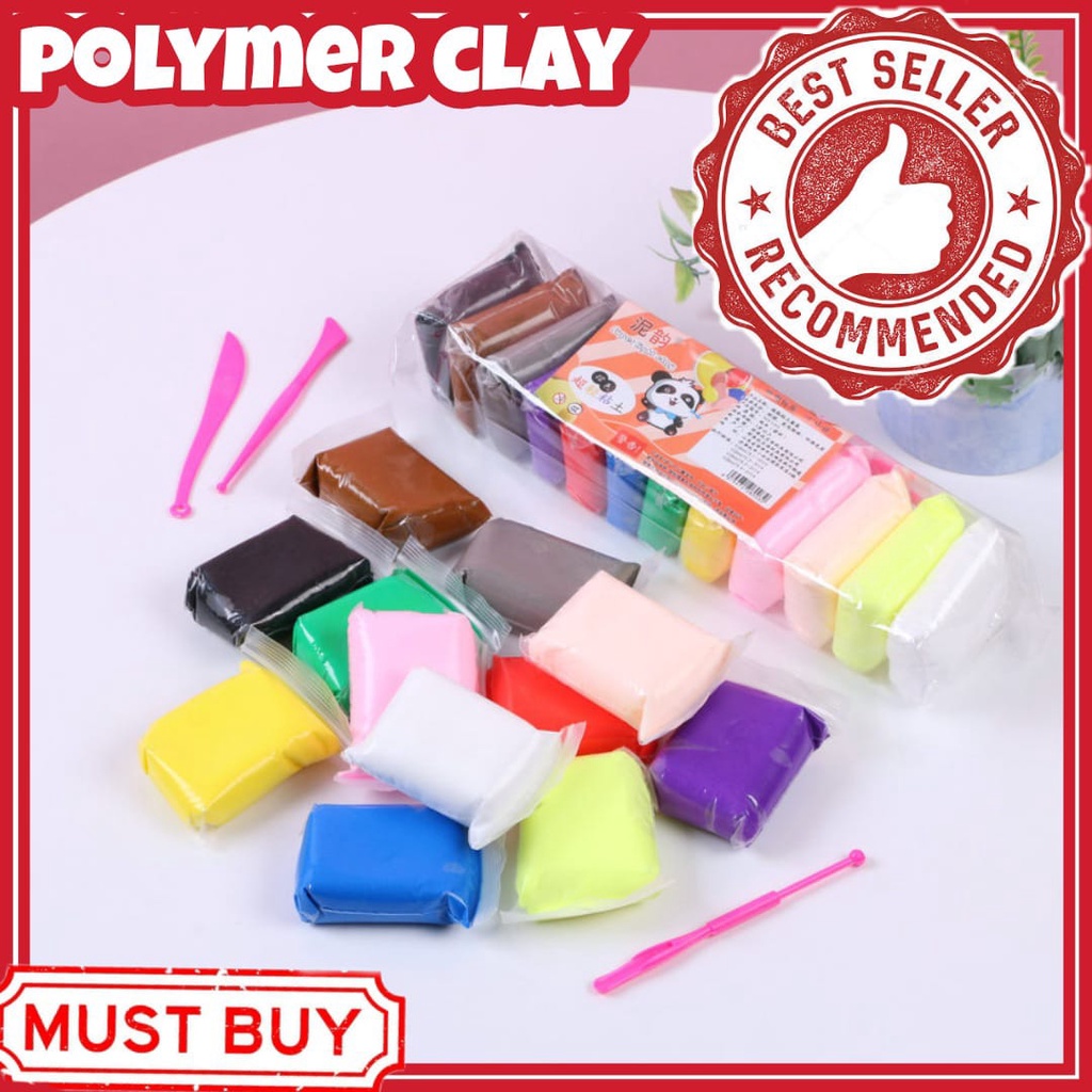 Jual DIY POLYMER CLAY 12 WARNA, Mainan Edukasi Plastisin Lilin Slime ...