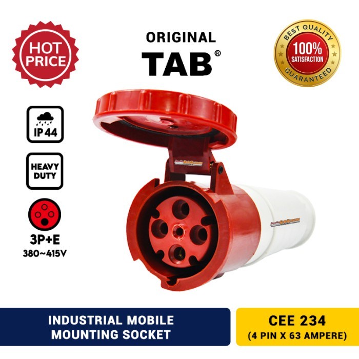Jual Stop Kontak Genset 4 Pin 63A TAB CEE 234 Industrial Mobile Socket 63 A | Shopee Indonesia