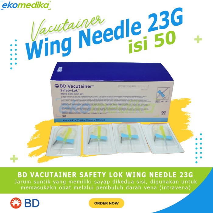 Jual Lab Bd Vacutainer Needle Wing No.23G Bd Needle Wing 23G | Shopee ...