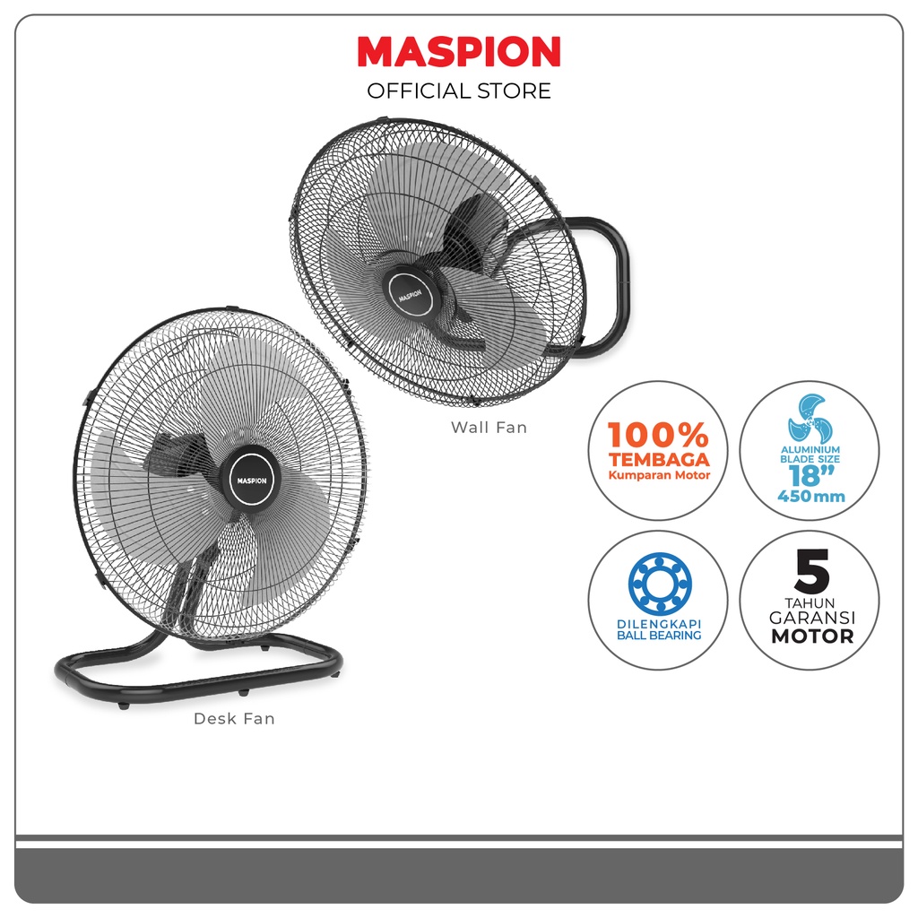 Jual Maspion Power Wall Fan Kipas Angin Dinding 18 Inch PW-450D ...