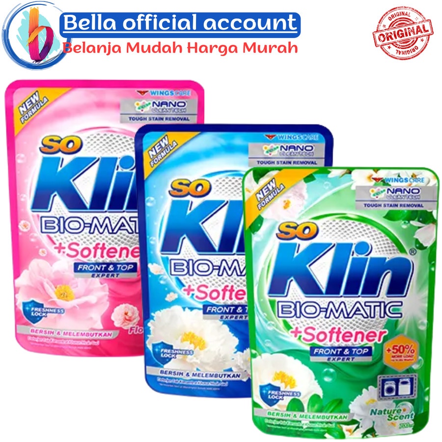 Jual So Klin Bio Matic Liquid + Softerner Front Load Detergent 700 1600 ...