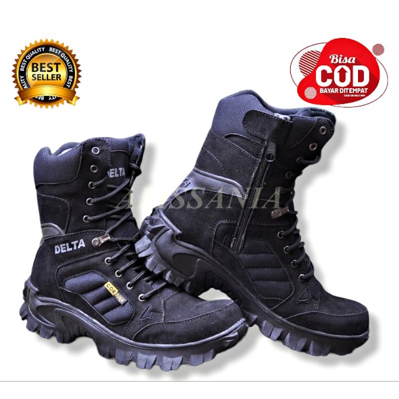 Jual SEPATU BOOTS DELTA TINGGI HITAM TERBARU UJUNG BESI DINAS LAPANG ...