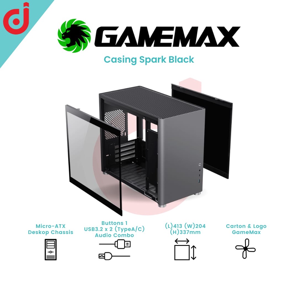Jual GameMax Casing SPARK White Black Gaming Mini Tower Micro ATX USB ...