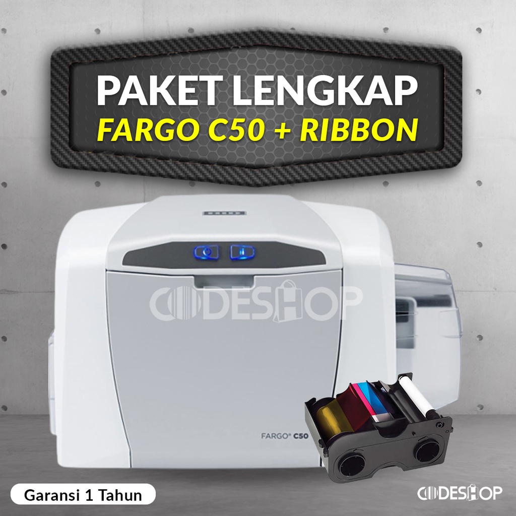Jual Paket Printer ID Card Fargo C50 + Ribbon Color 045500 + Kartu PVC ...