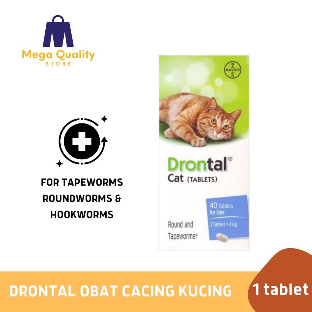 Jual DRONTAL Cat Obat Cacing Kucing Per 1 Tablet | Shopee Indonesia
