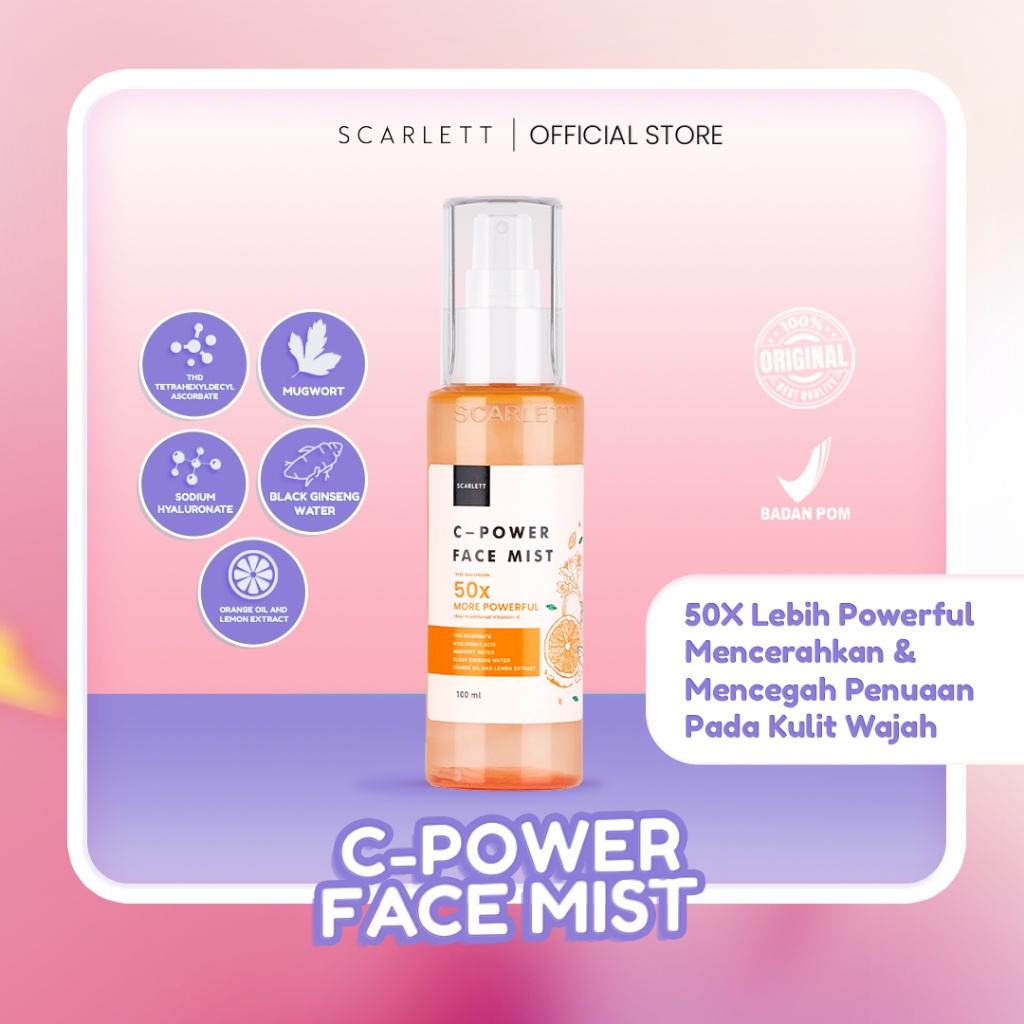 Jual SCARLETT FACE MIST C-POWER SCARLETT WHITENING 50X MORE POWERFUL | Shopee Indonesia