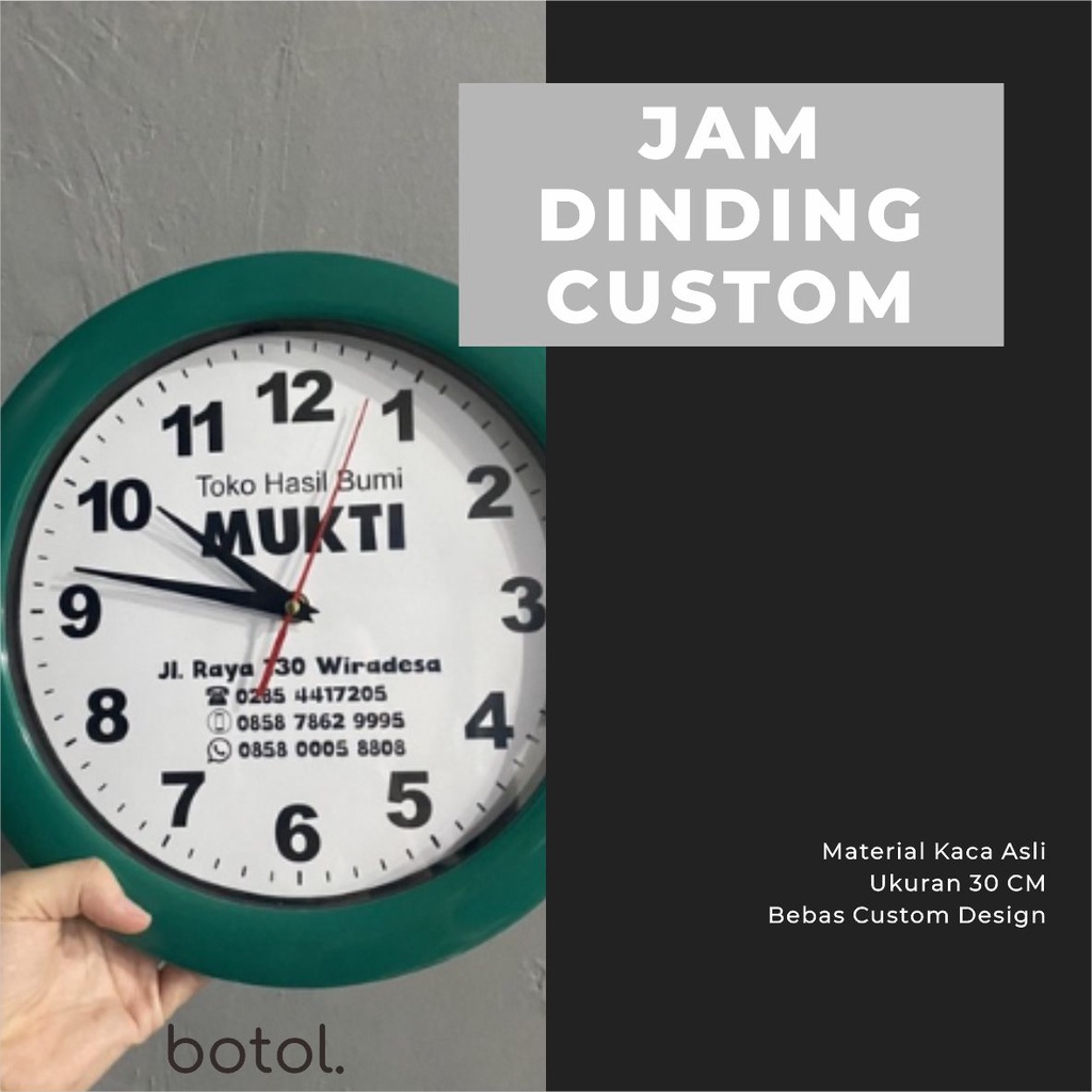 Jual Jam Dinding 32CM Custom / Bebas Custom Souvenir Logo Instansi ...