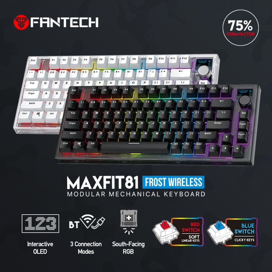 Jual Fantech MAXFIT81 Frost Wireless 75% ABS OLED Mechanical Gaming ...