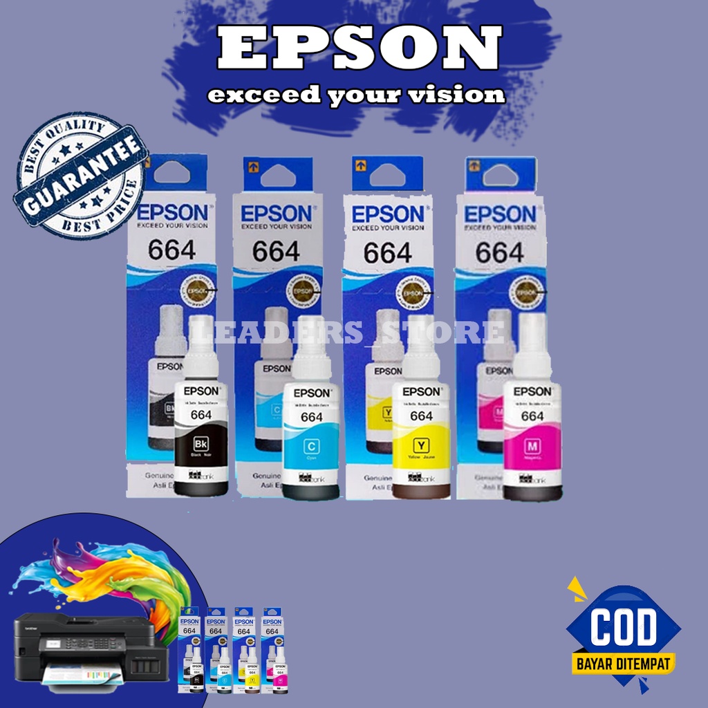 Jual 1 SET Tinta Epson 664 Original Black & Colour For Ink Printer L100 L110 L120 L200 L210 L220 ...