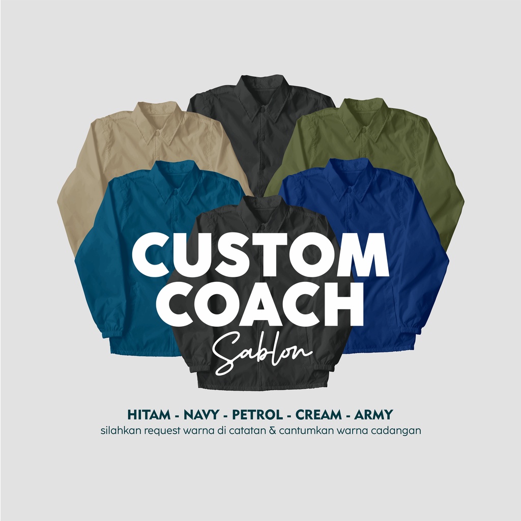 Jual Jaket Coach SABLON Custom Gambar Nama Logo Satuan & Grosir 1 Hari ...