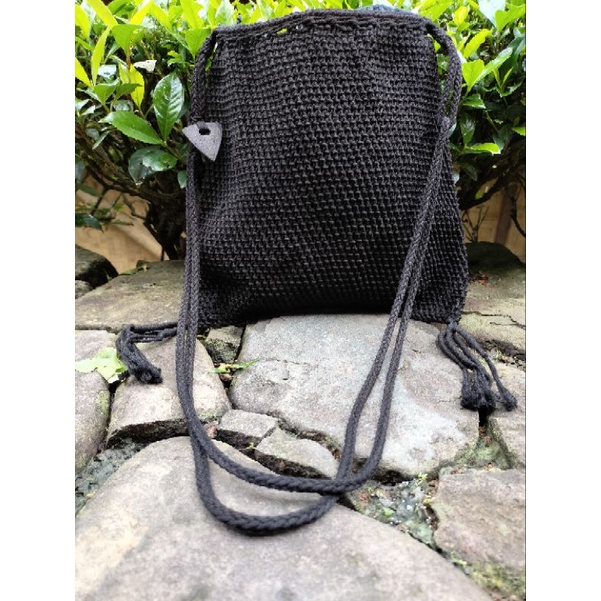 Jual Tas koja baduy bahan benang katun full warna hitam polos ukuran ...