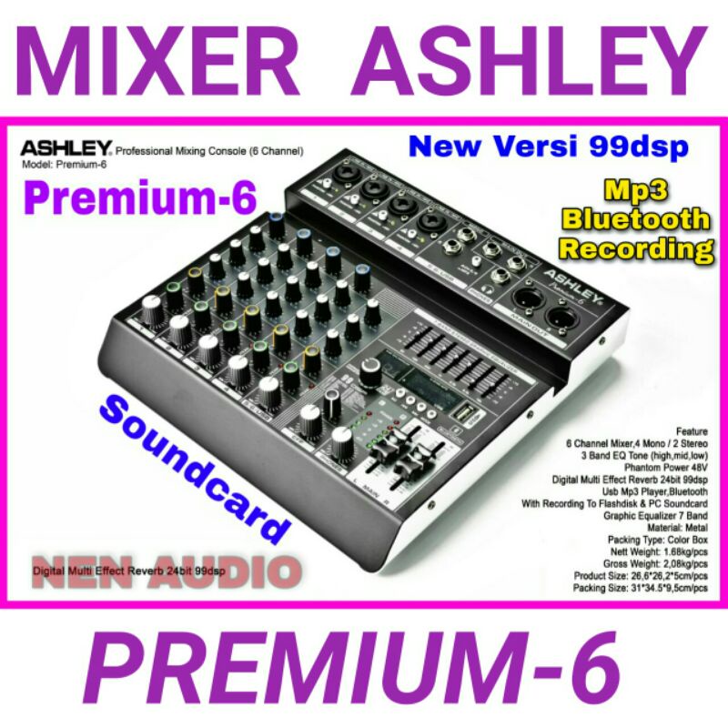 Jual Mixer ashley premium6 original ashley premium 6 new model 99dsp mp3 bluetooth pc soundcard ...