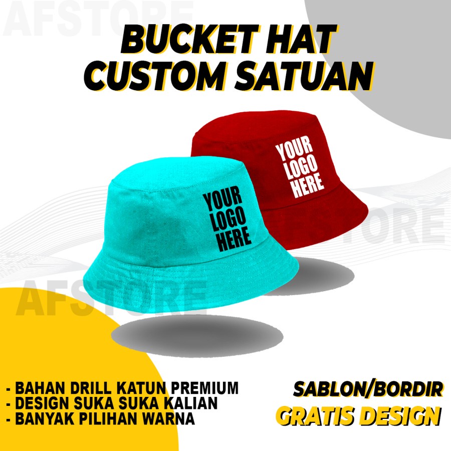 Jual Topi Bucket Custom Design suka suka Logo Brand Foto kalian Satuan ...