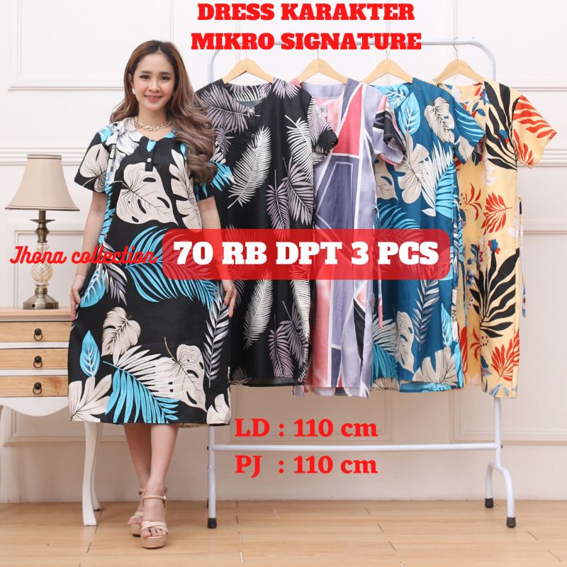 Jual dress karakter bunga kekinian bahan mikro signature adem lembut ...