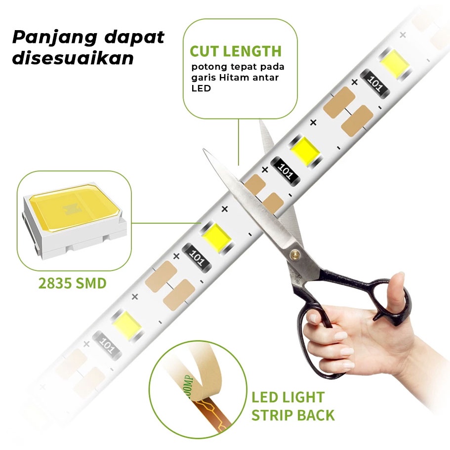 Jual Lampu LED Strip 2835 Sensor Gerak 5V Tenaga Baterai Warna Putih 2M ...