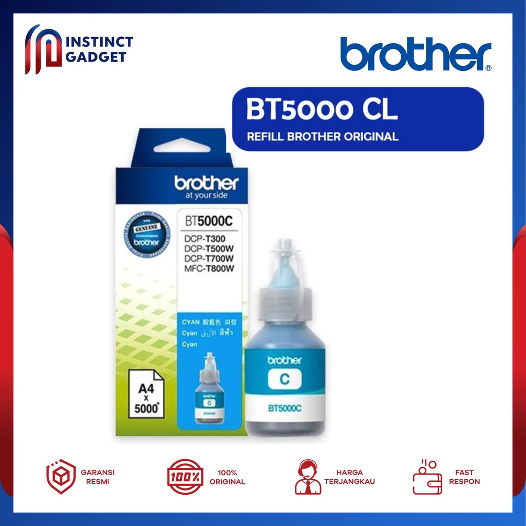 Jual Brother BT5000C Tinta Isi Ulang Refill Printer - Ink Cartridge Cyan Original Garansi Resmi ...