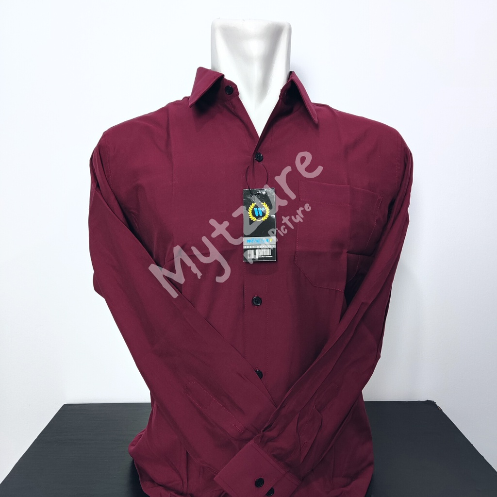 Jual Wendya.T Kemeja Polos Pria Formal Kerja Warna Merah Maroon Marun Tangan Panjang | Shopee ...