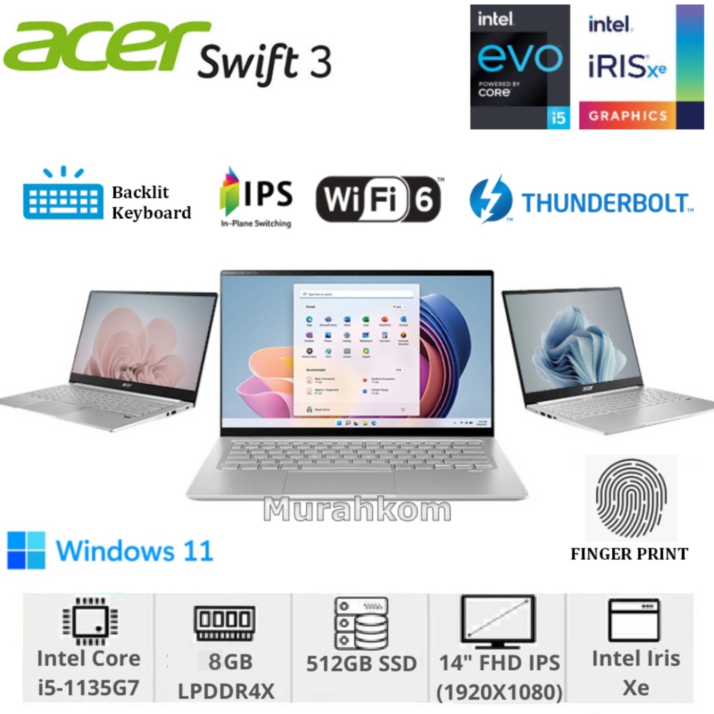 Jual ACER SWIFT 3 SF314-511 INTEL EVO i5 1135G7 8GB 512GB SSD IRIS XE ...