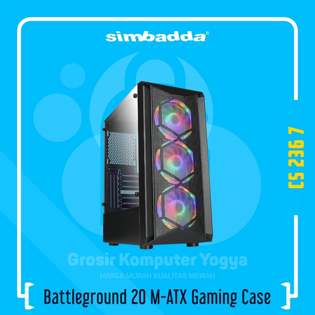 Jual Simbadda Battleground 20 Tempered Glass M-ATX Gaming Case Casing ...