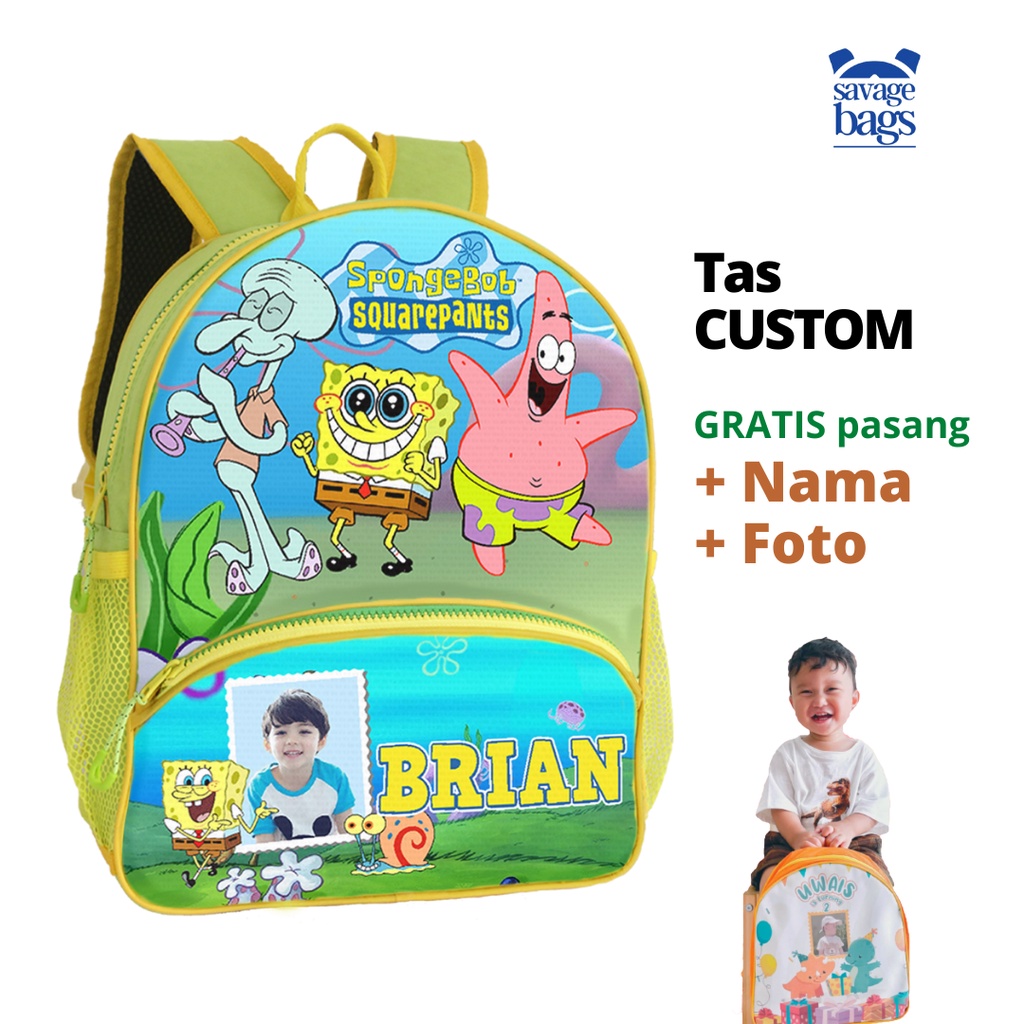 Jual Tas Custom Anak - Tema Spongebob - 1 HARI JADI - Hijau | Shopee ...