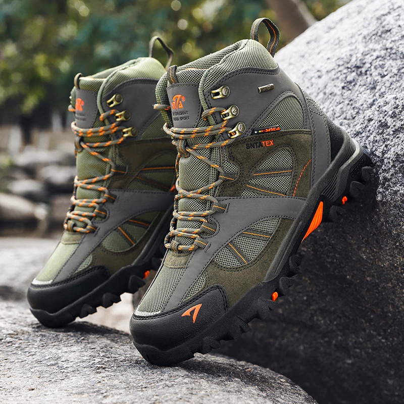 Jual Sepatu Hiking Boot Tinggi Snta 499 Green Orange Trekking/Gunung ...