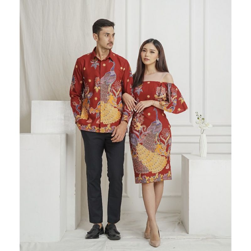 Jual COUPLE DRES BATIK MODERN/ DRES BATIK TERBARU MERAK | Shopee Indonesia