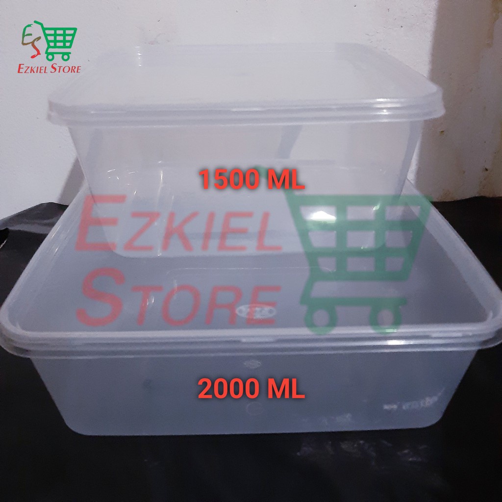 Jual Thinwall Square 1500ml Rectangle Food Container Kotak Makan