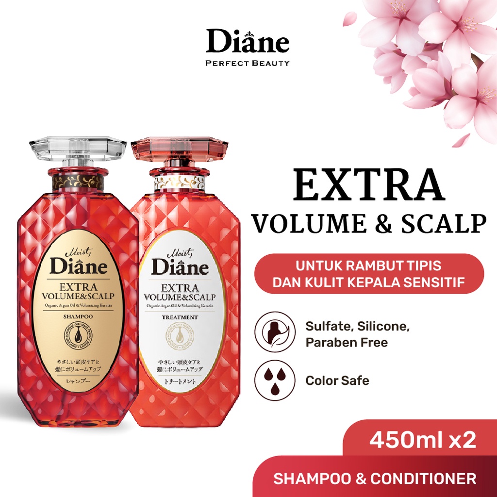 Jual Moist Diane EXTRA VOLUME & SCALP Shampoo + Treatment 450ml (Made ...