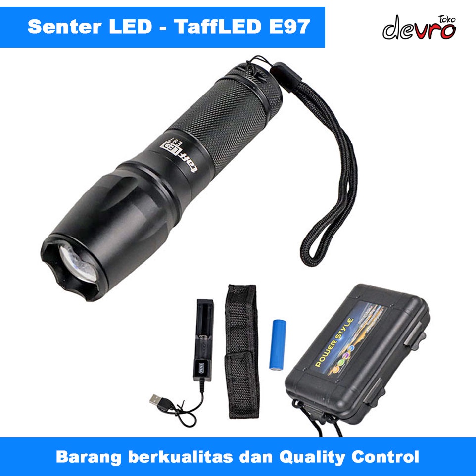Jual Senter Tactical LED Cree XML-T6 3000 Lumens + Baterai + Charger ...