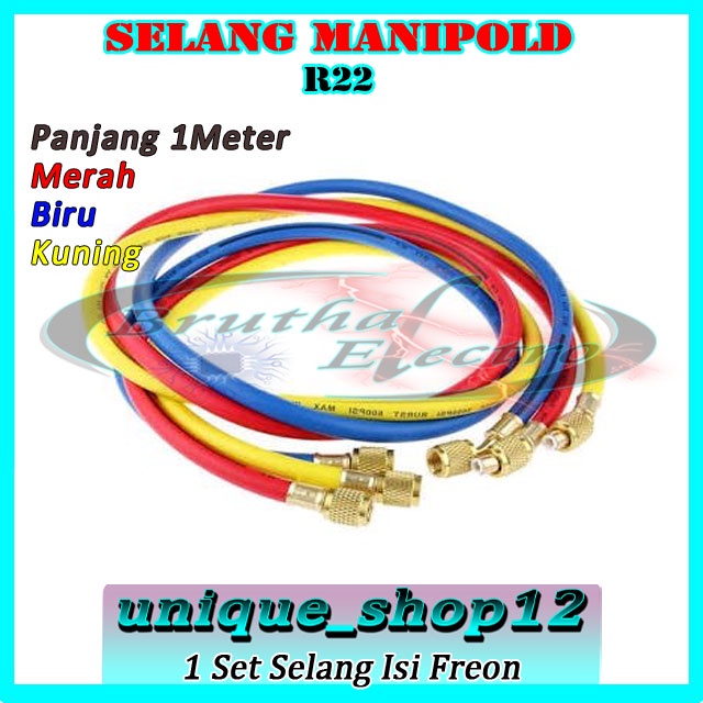 Jual Selang Manipold R22 / Selang Isi Freon 1 Set 100Cm / 1Meter Selang ...