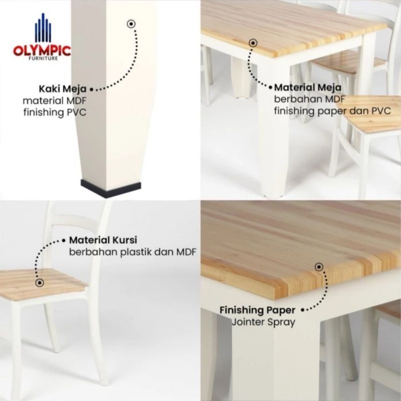 Jual Meja Makan set 4 Kursi Minimalis Merk Olimpic DTM Alma | Shopee ...