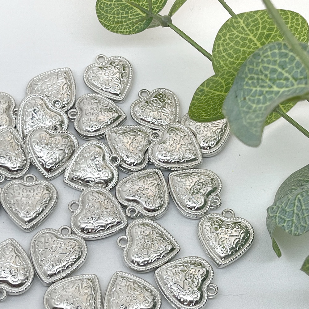 Jual 10 pcs Manik-manik Charm Mote CCB Metalik - HEART UKIR BESAR ...