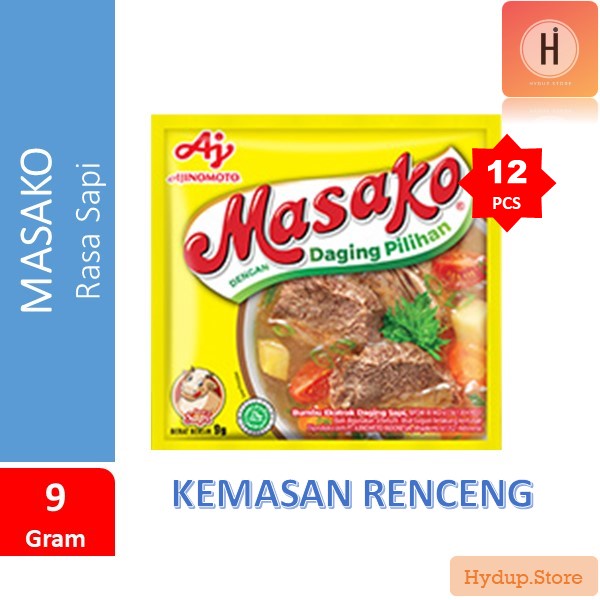 Jual Kaldu Bubuk Masako Rasa Sapi Ayam Renceng Isi 12 Kemasan 9 Gram