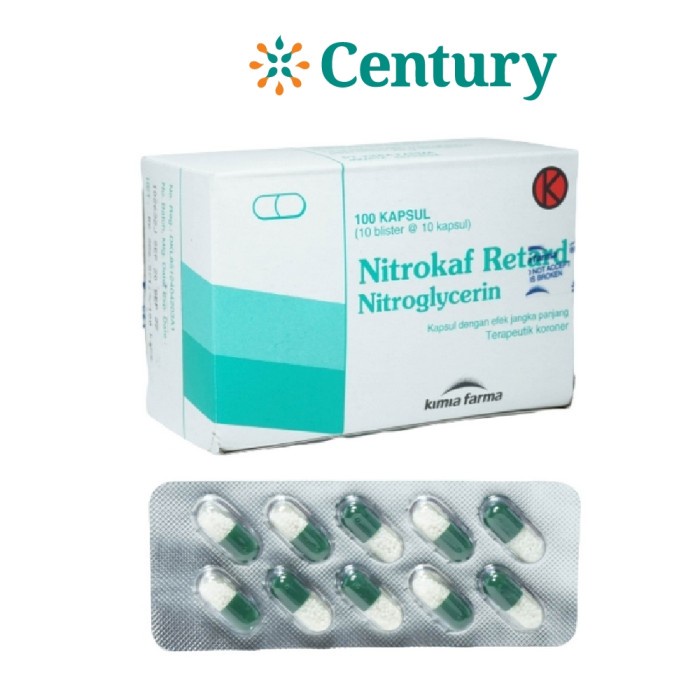 Jual NITROKAF RETARD 1 STRIP ISI 10 TABLET / GLYCERYL TRINITRATE ...