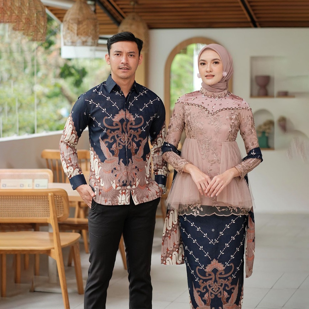 Jual APTA BATIK - Batik Couple Modern 2023 Set Mikaila Nude Ice Blue ...
