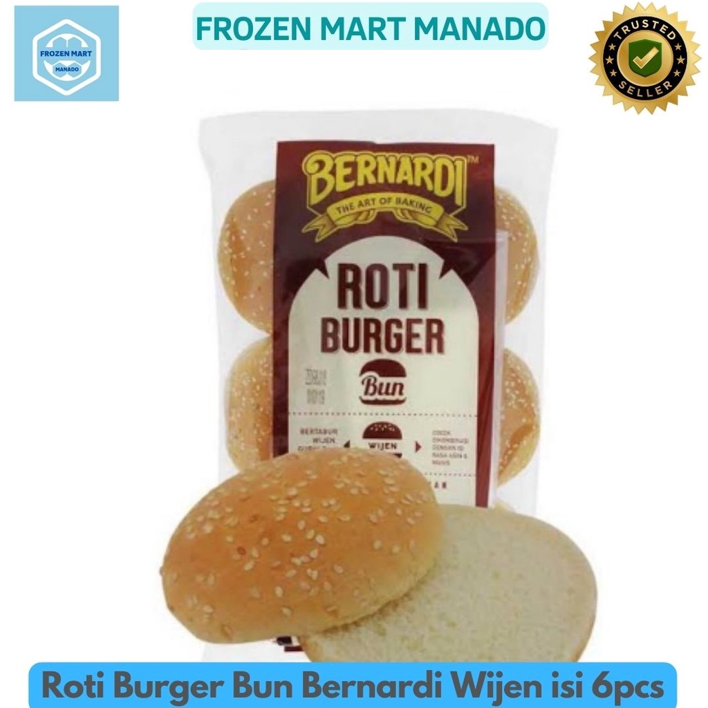 Jual Roti Burger Bun Bernardi Wijen isi 6pcs - Frozen Mart Manado ...