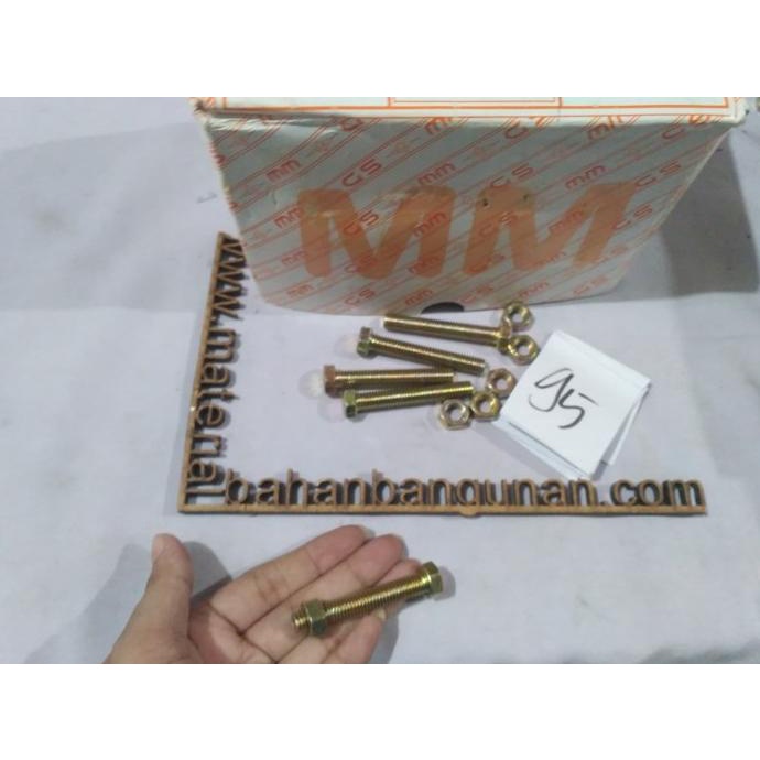 Jual Baut Mur kuningan diameter 8 mm panjang 5 cm kunci 12 m8 x 50mm ...