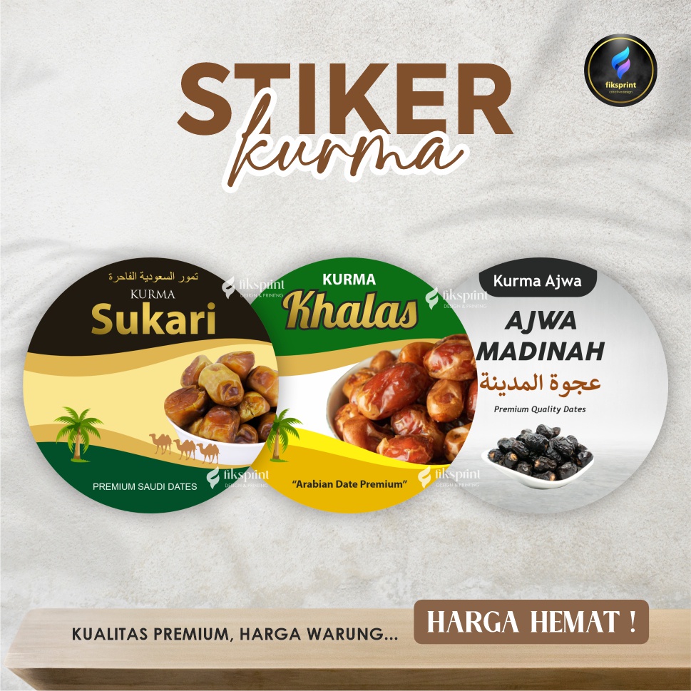 Jual Stiker Kurma Bulat | Kurma Sukkari, khalas, Ajwa | Cutting Cromo ...