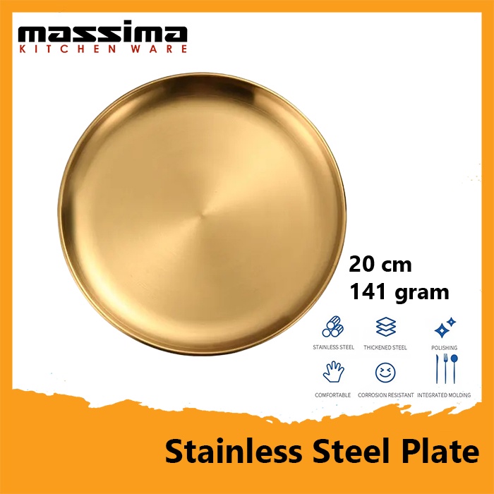 Jual GOLD Stainless Steel Plate 20 cm Piring Stainless Steel 20 cm SS ...