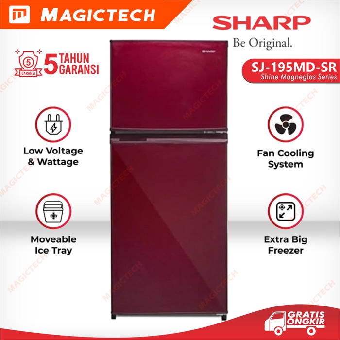 Jual KULKAS SHARP 2 PINTU SJ-195MD-SR / SJ-195 172L - MERAH | Shopee ...