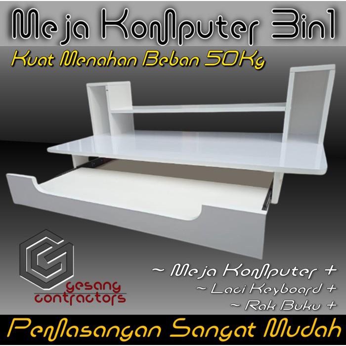 Jual Meja Komputer + Laci Keyboard + Rak Buku | Varian Warna Dan Ukuran ...