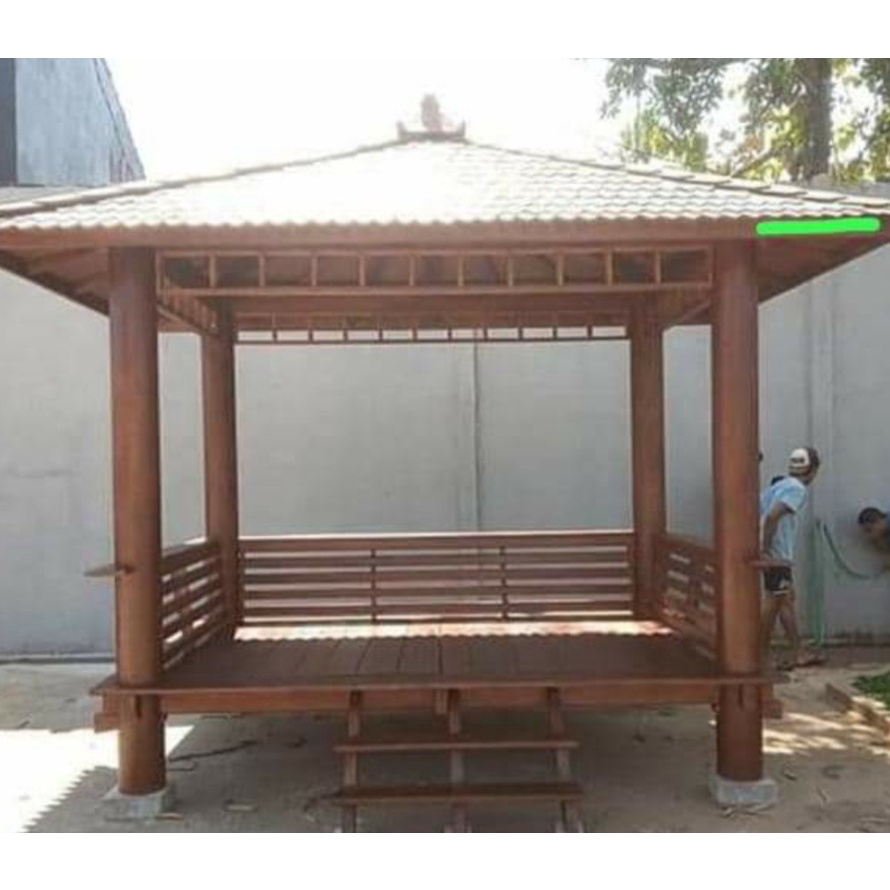 Jual Gazebo Kayu Kelapa 3x2,5 Meter Atap Sirap, Saung Taman Rumah ...