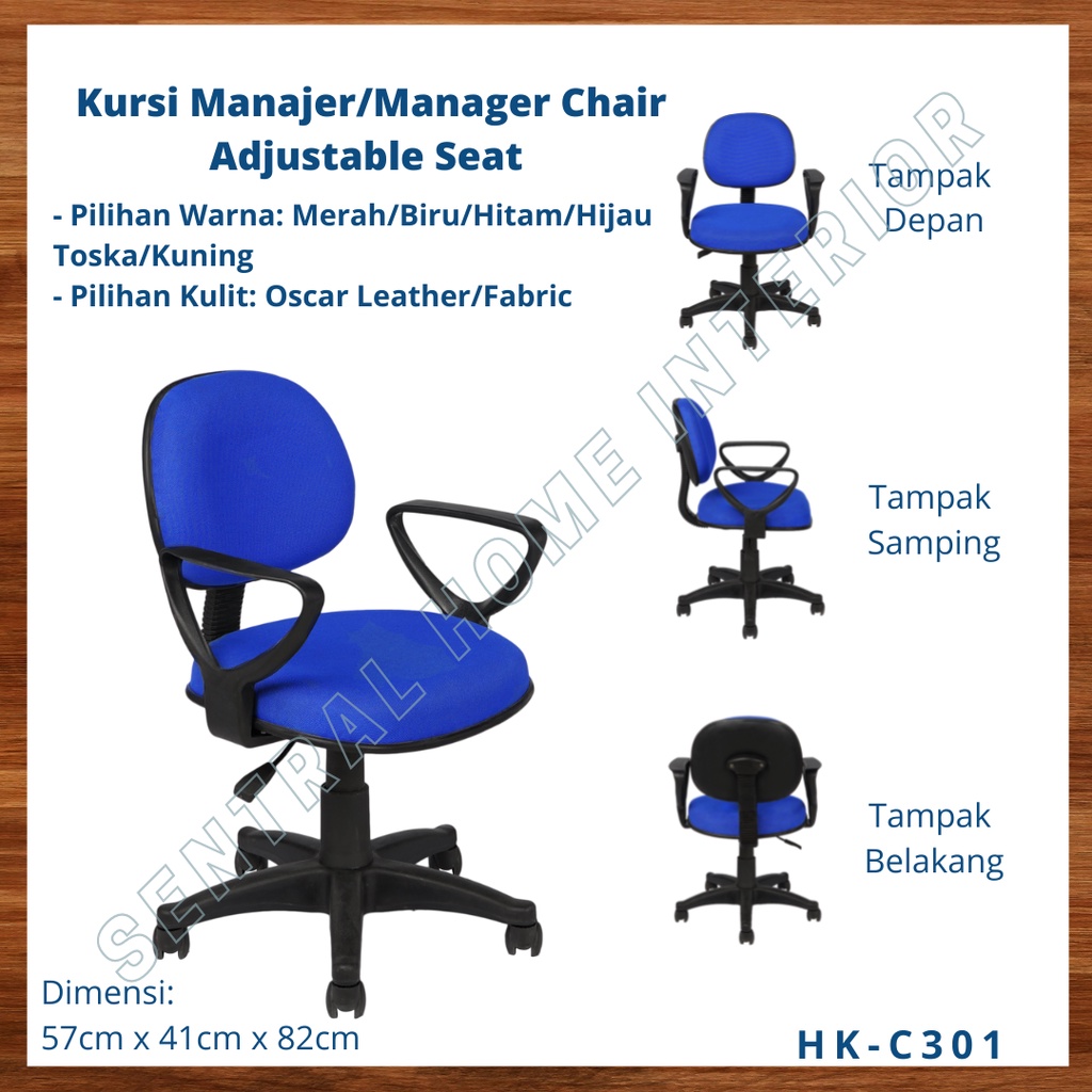 Jual Kursi Bangku Manajer/Kantor/Kerja - Roda Hitam Nylon | HK-C301 ...