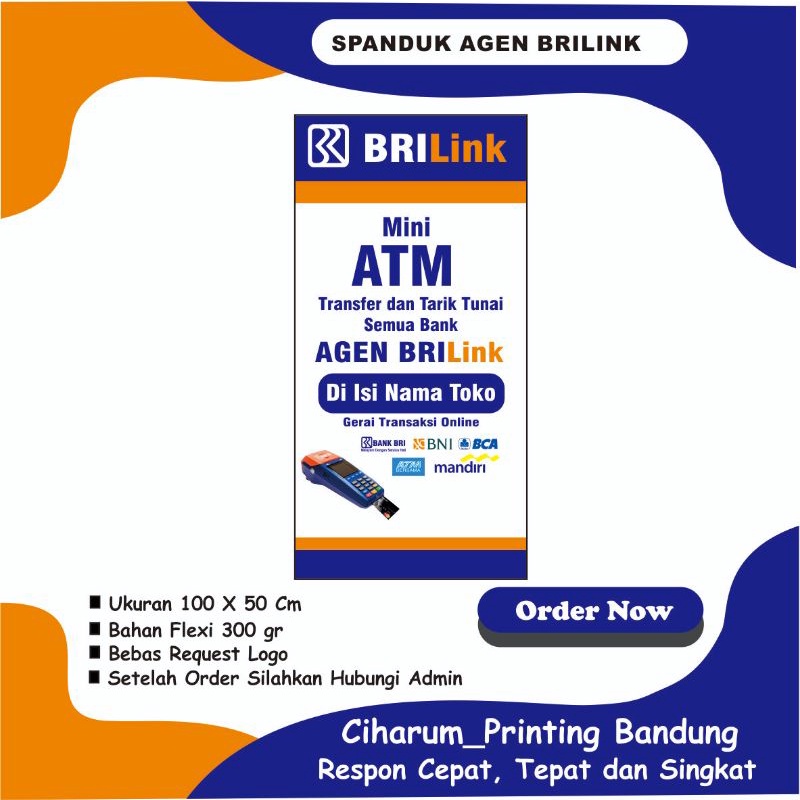 Jual SPANDUK BANNER AGEN BRILINK BANK BRI FREE REQUEST NAMA AGEN ...