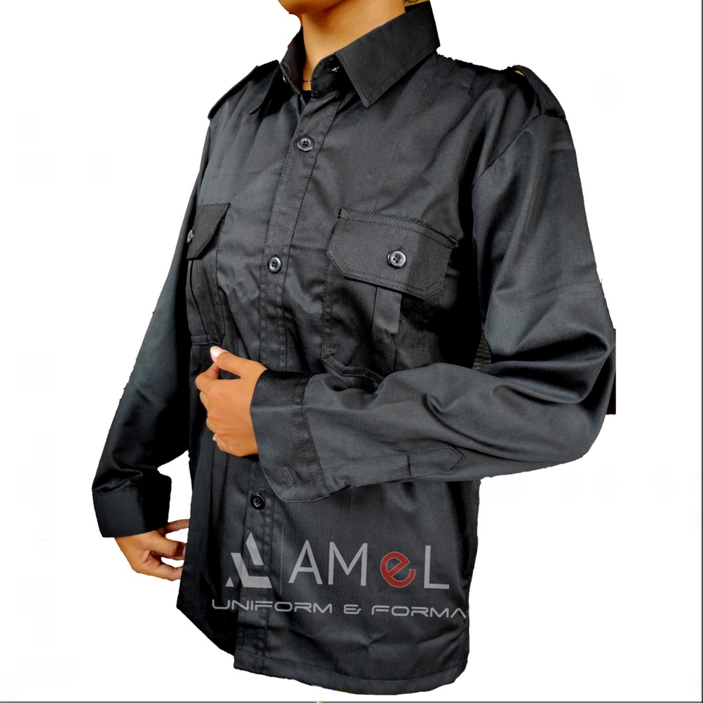 Jual Baju PDH Hitam Lengan Panjang Baju Scurity | Shopee Indonesia
