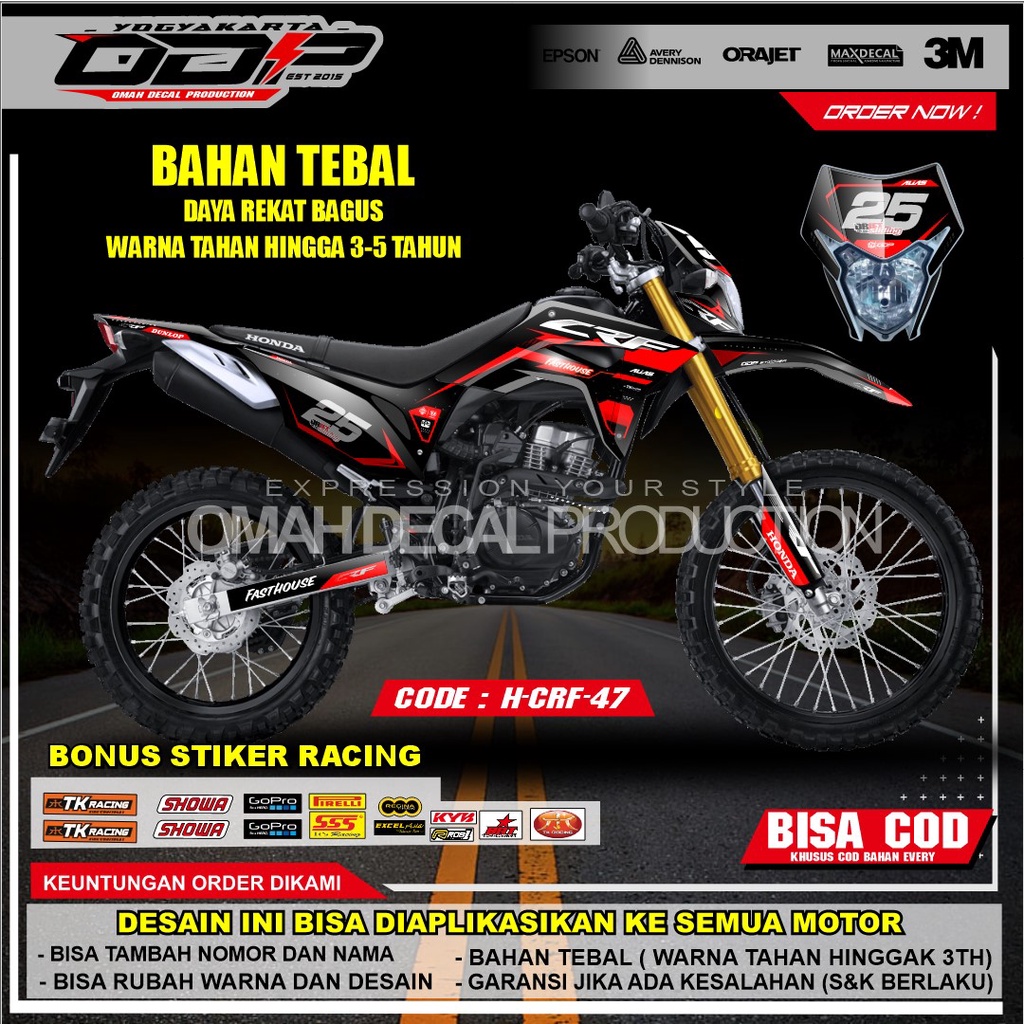 Jual STIKER DECAL CRF 150 HONDA STIKER DECAL KEREN DECAL HARGA TERMURAH ...