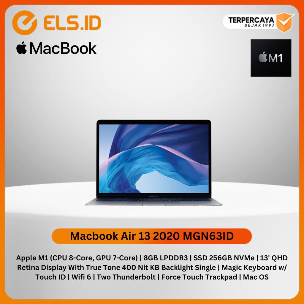 Jual Lapto Macbook Air 13 2020 MGN63ID [ Apple M1 - 8GB LPDDR3 - SSD ...