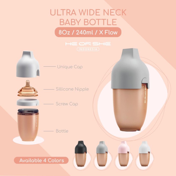 Jual Heorshe Ultra Wide Neck Baby Bottle 240Ml He Or She Botol Susu 240 ...